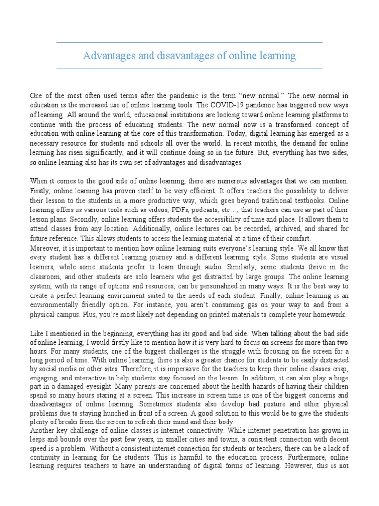 Pros and Cons Essay | PDF | Educational Technology | Learning