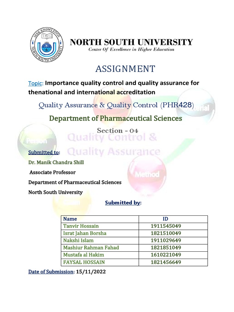 QA & QC Final Assignment MCS | PDF | Quality Assurance | Food And Drug Administration