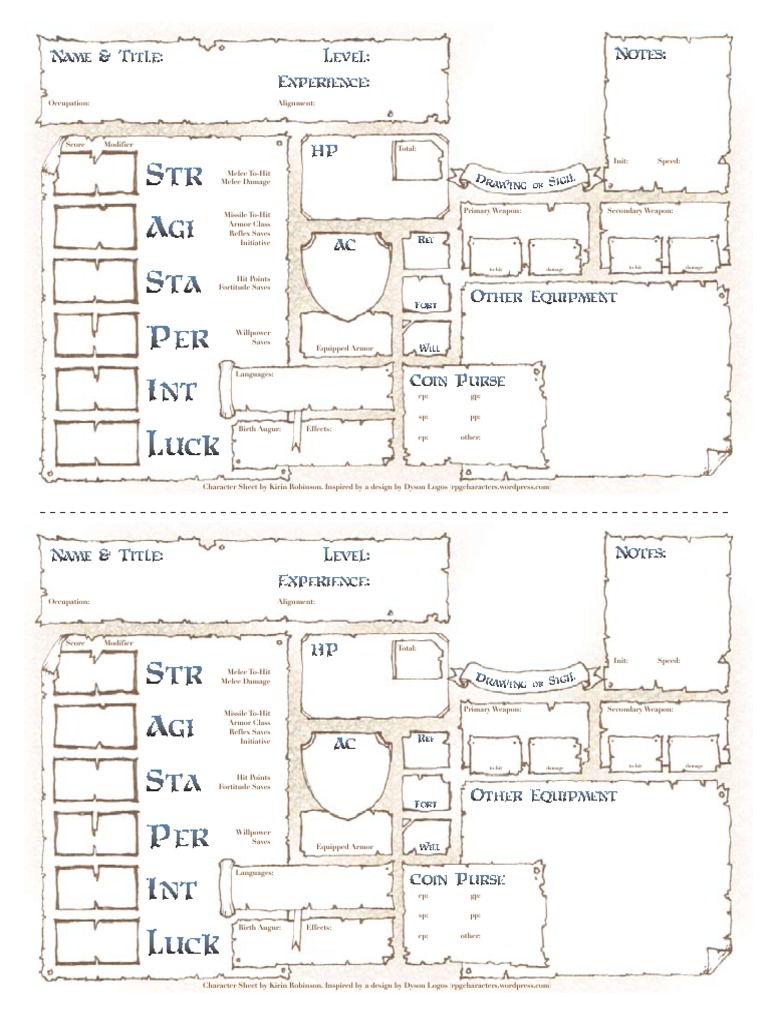 RPG Character Sheet Template | PDF