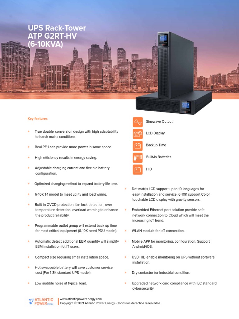UPS Rack Tower ATP G2RT HV 6 10KVA | PDF | Security | Computer Security