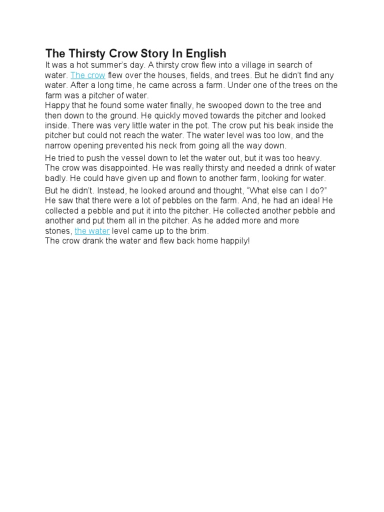 The Thirsty Crow Story in English | PDF