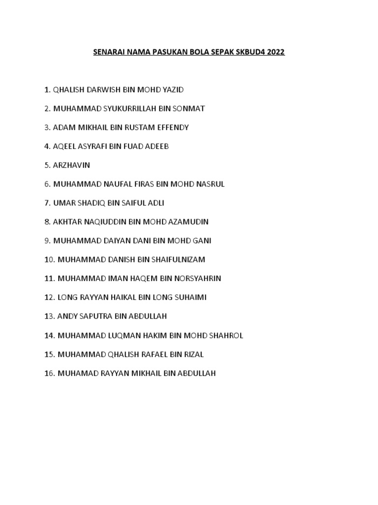 Senarai Pasukan Bola Sepak SKBUD4 | PDF | Travel