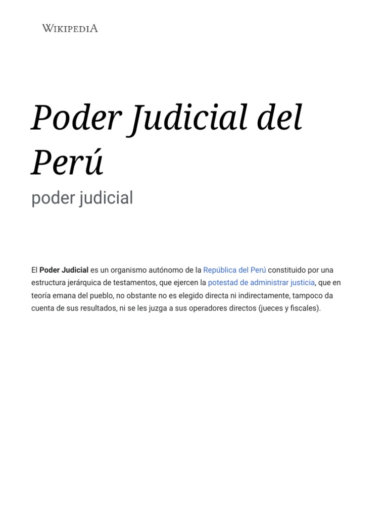 Poder Judicial Del Perú - Wikipedia, La Enciclopedia Libre | PDF | Ley ...