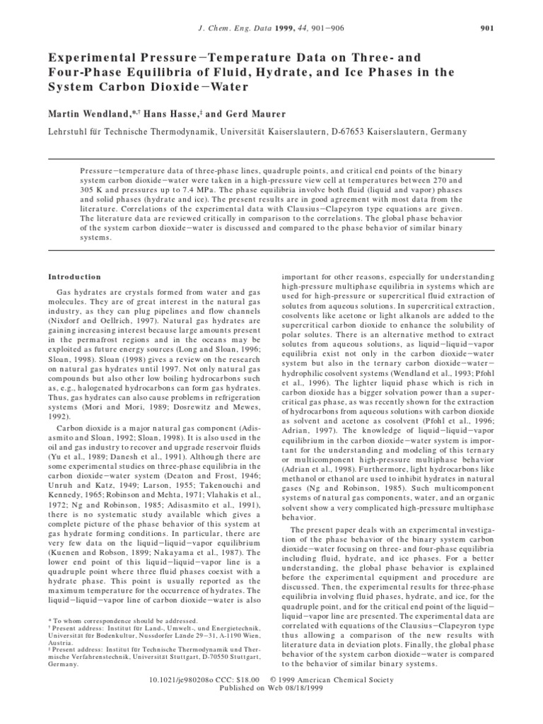 Experimental Pressure-Temperature Data On Three-And Four-Phase ...
