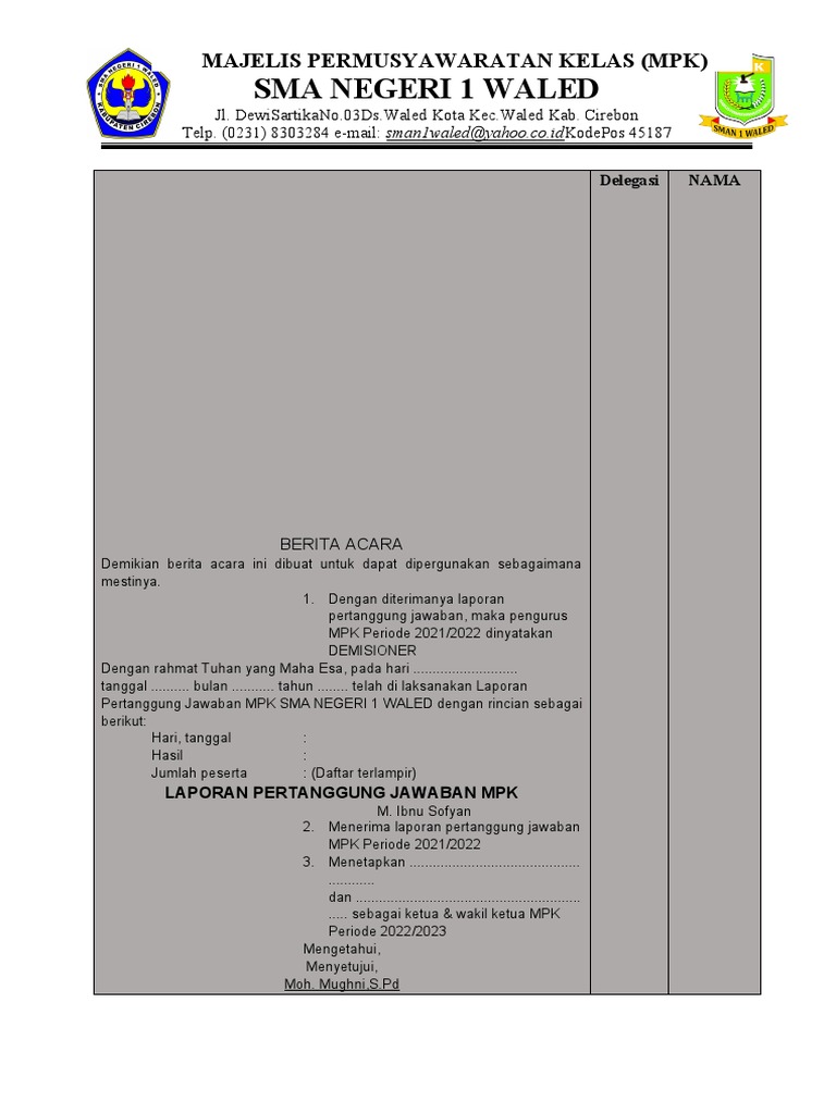 Berita Acara LPJ MPK (2022) | PDF