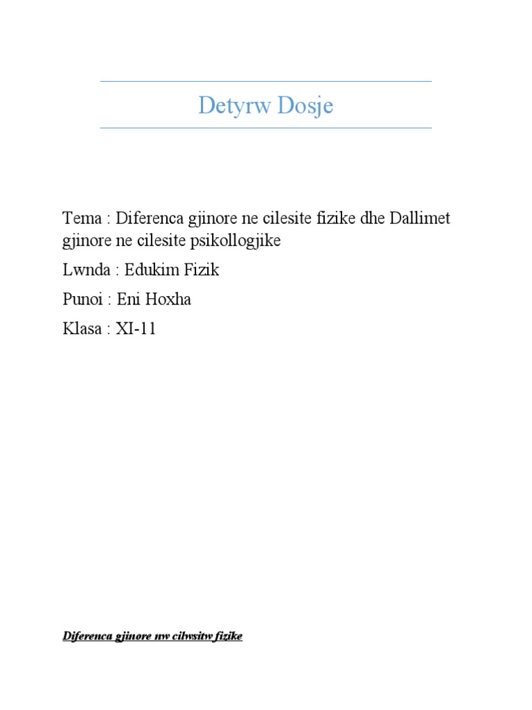 Dallimet Gjinore | PDF