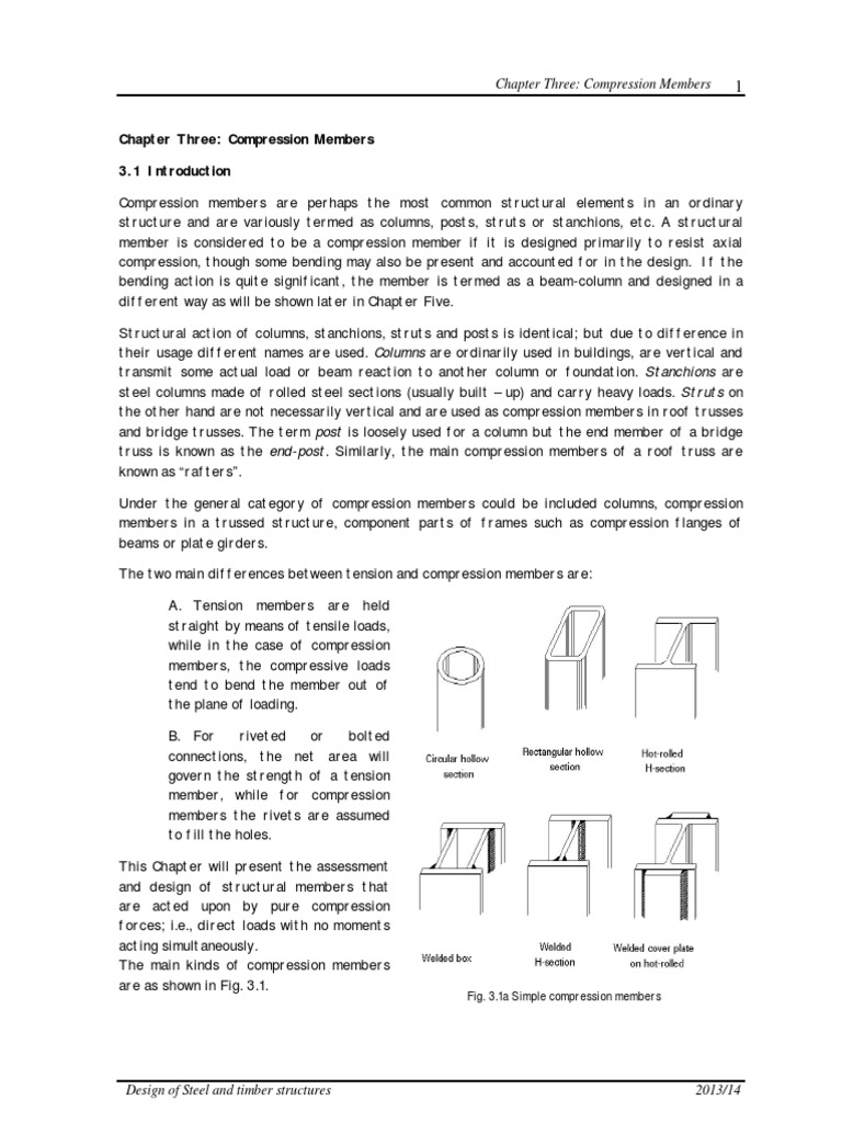 Chapter Three: Compression Members | PDF | Buckling | Truss