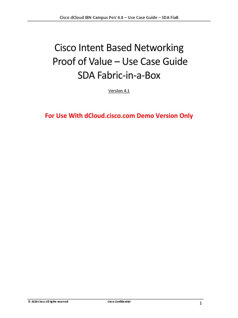 IBN Campus PoV v4 0 DCloud Use Case Guide SDA FiaB v4.1 | PDF | Router (Computing) | Computer ...