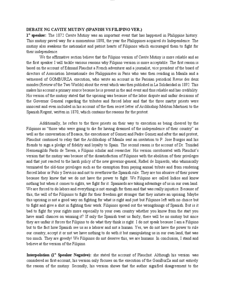 Debate NG Cavite Mutiny | PDF | Philippines