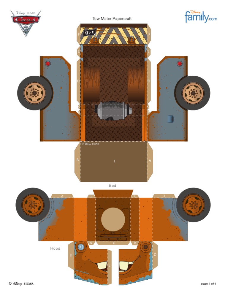 Cars2 Tow Mater Paper Craft Printable 0511 | PDF