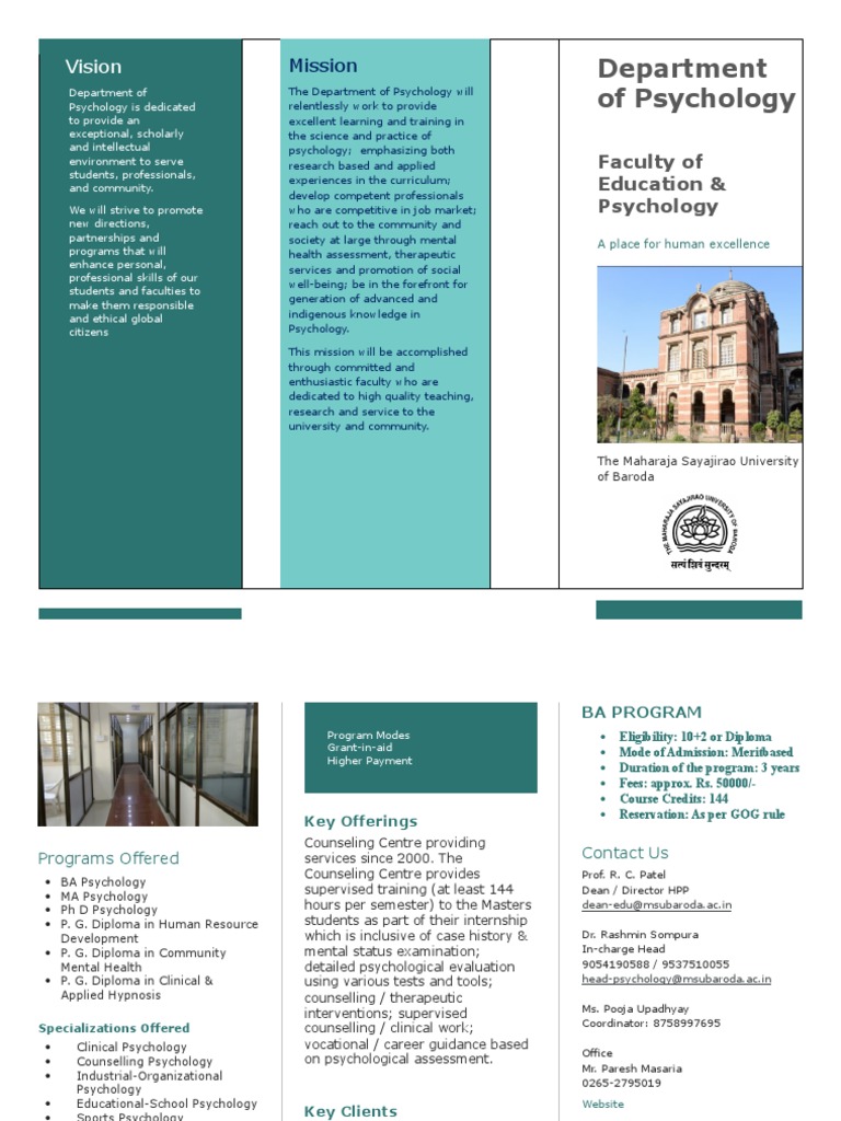 Admission Brochure New - BA | PDF | Psychology | Clinical Psychology