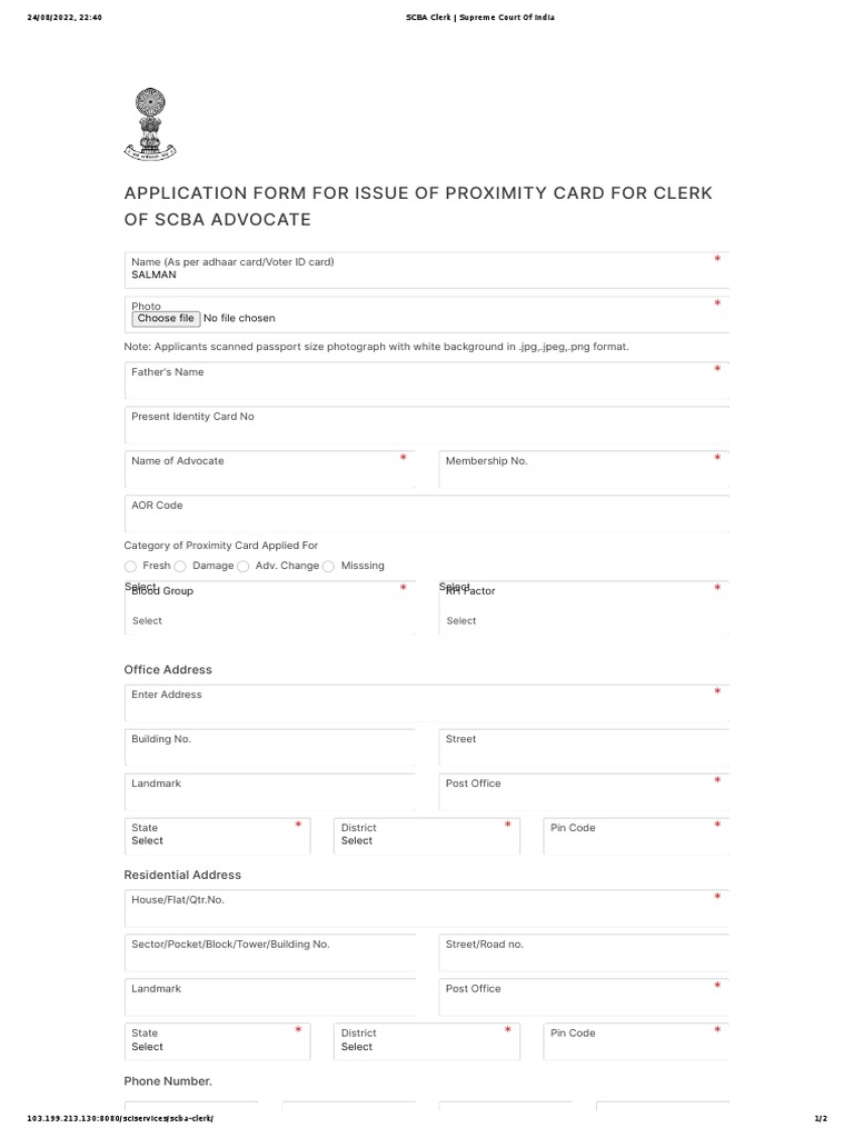 SCBA Clerk - Supreme Court of India | PDF | Identity Document | Access ... SCBA Clerk - Supreme Court of India | PDF | Identity Document | Access ...