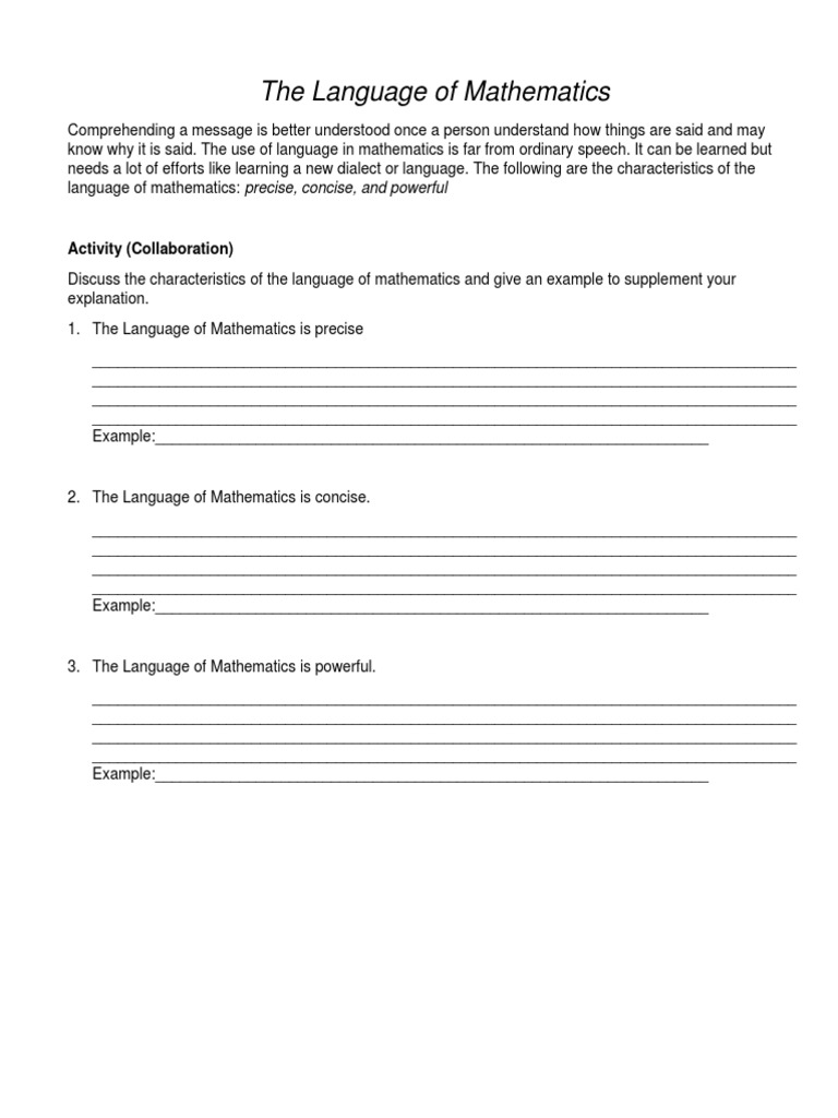 The Language of Mathematics | PDF | Set (Mathematics) | Function ...