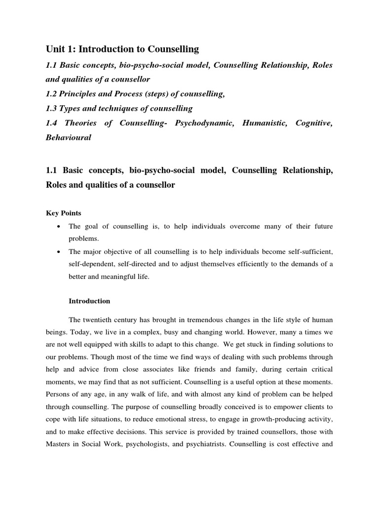 Introduction to Counselling Concepts, Models, Relationships and ...