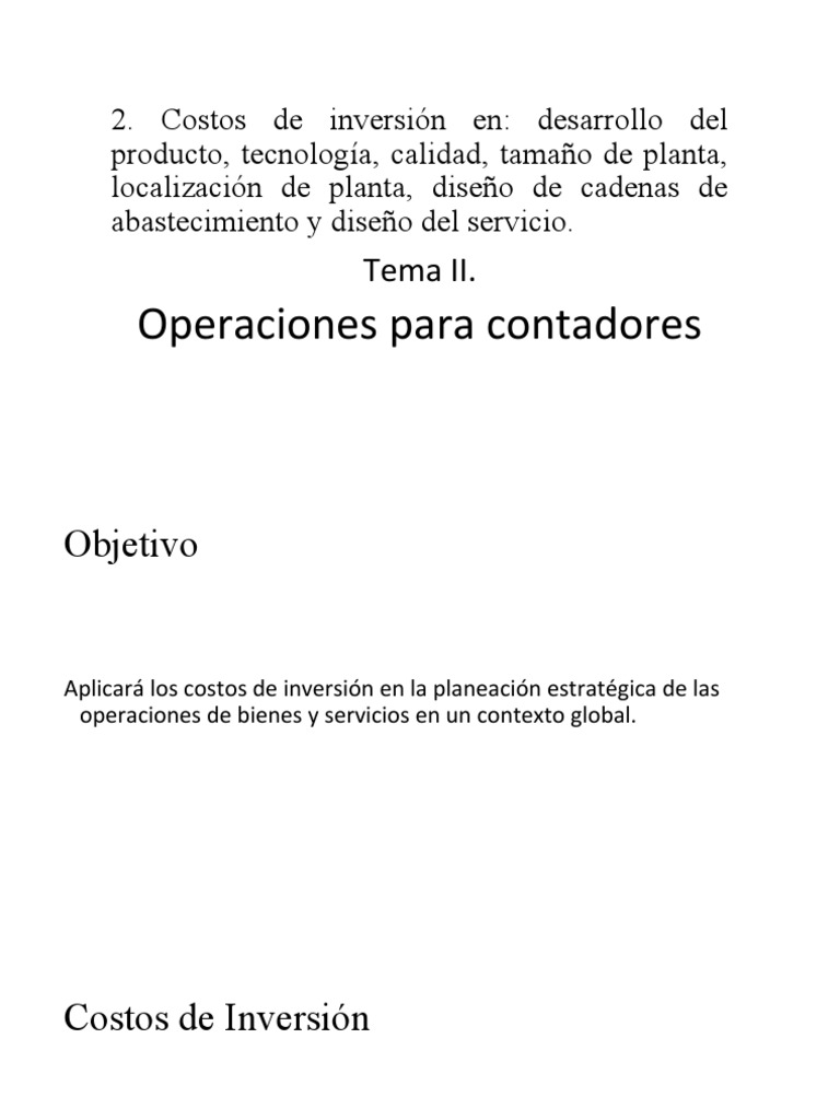 Costos de Inversion | PDF