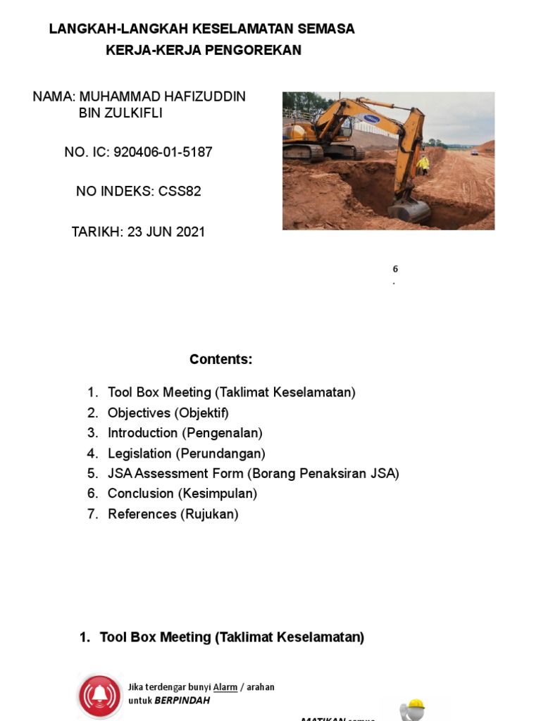 JSA Excavation Example | PDF