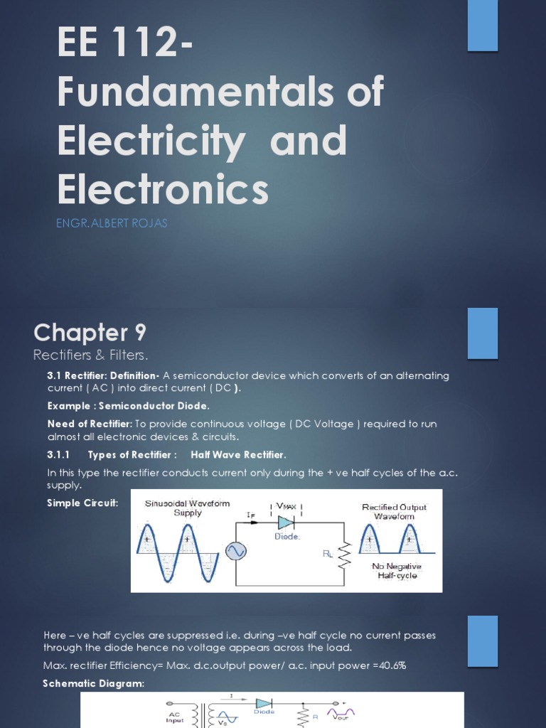 Chapter 9.Pptx FEE | PDF | Rectifier | Physical Quantities