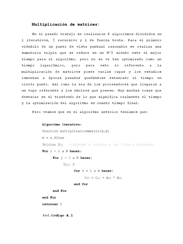 Multiplicación de Matrices | PDF | Matriz (Matemáticas) | Informática ...