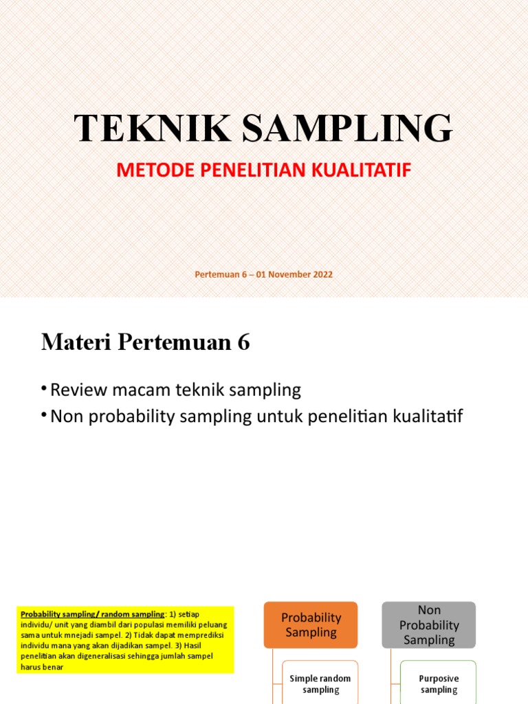 TEKNIK SAMPLING UNTUK PENELITIAN KUALITATIF | PDF