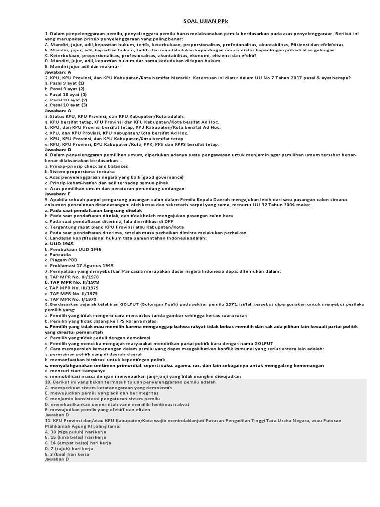 Soal Ujian PPK | PDF
