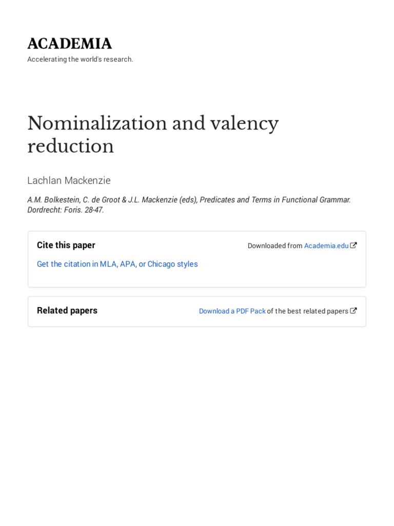 Nominalization - And.valency - Reduction With Cover Page v2 | PDF | Philosophy | Science ...