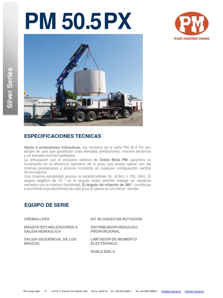 Grúa PM 50.5PX: Especificaciones y Equipos | PDF | Bienes ...
