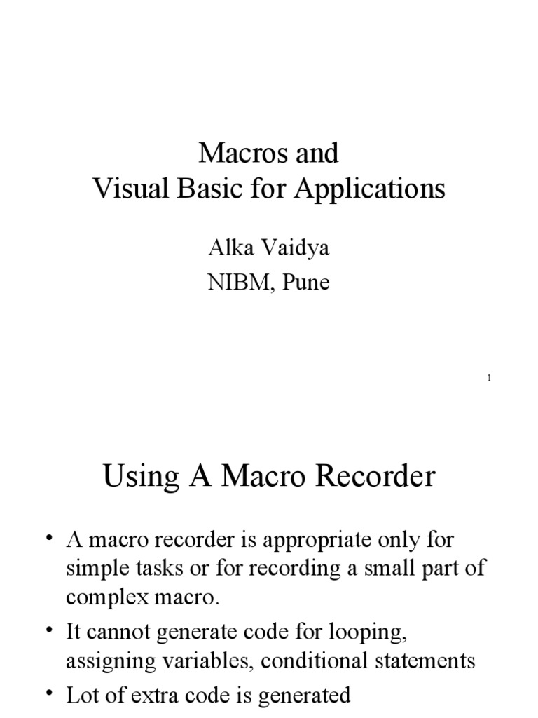 VBA Presentation 2022 | Descargar gratis PDF | Microsoft Excel | Data Type