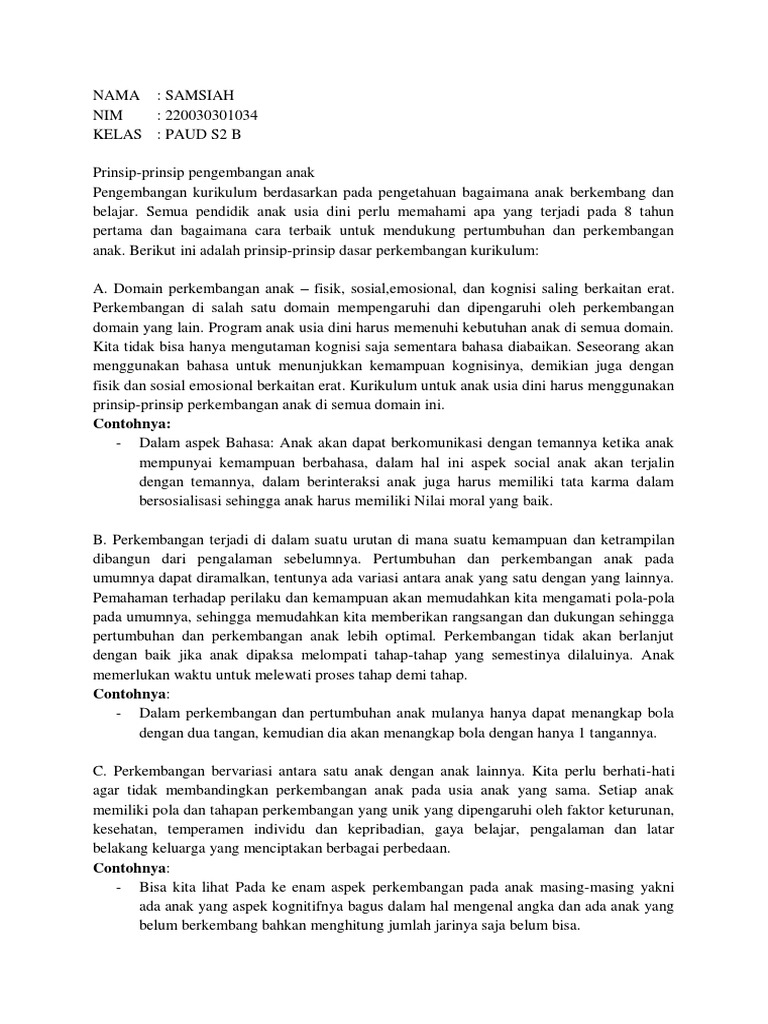 Contoh Prinsip-Prinsip Perkembangan Kurikulum | PDF