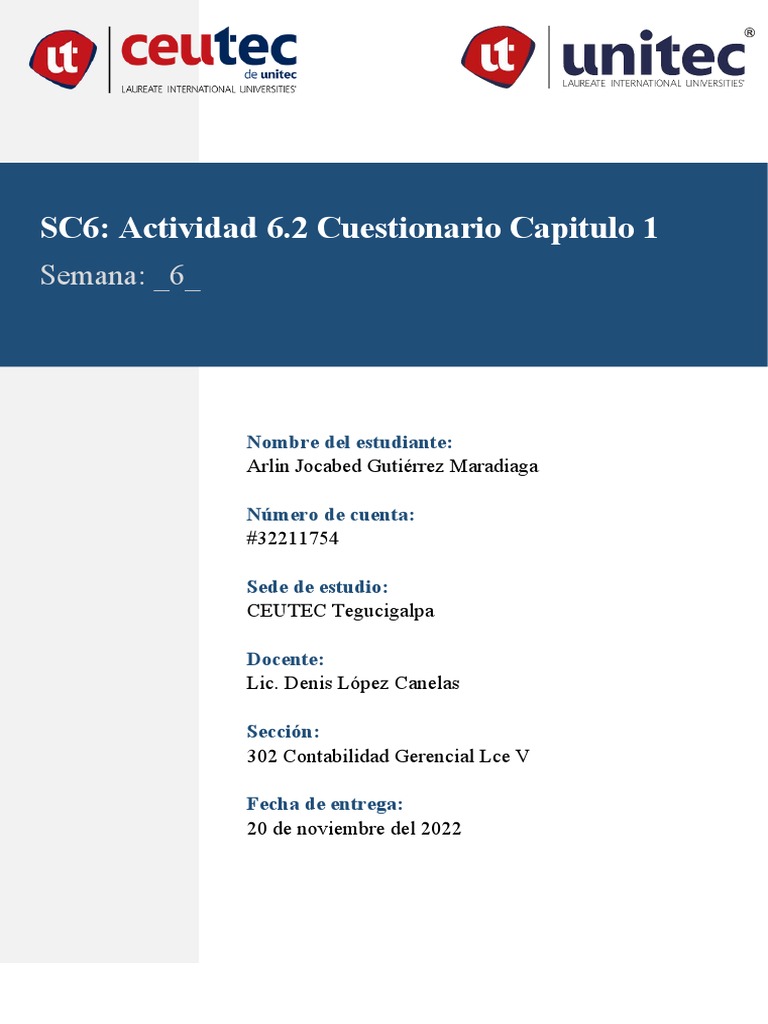 SC6 Actividad 6.2 Cuestionario Capitulo 1 | PDF | Negocios