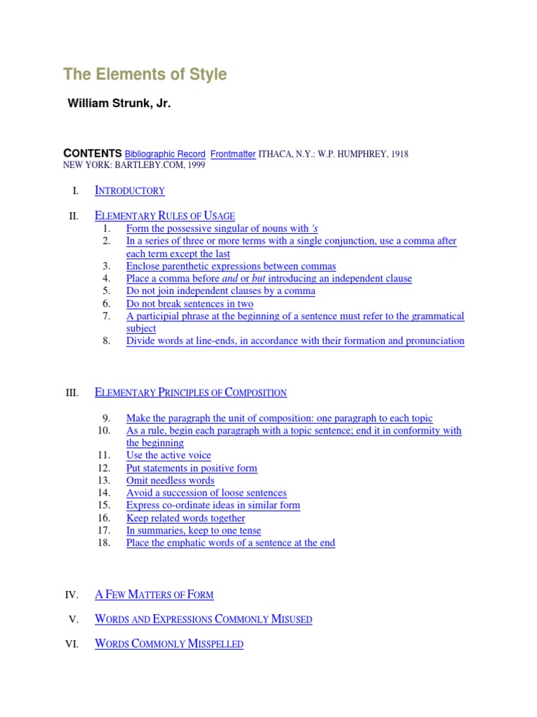 The Elements of Style | PDF | Comma | Sentence (Linguistics)