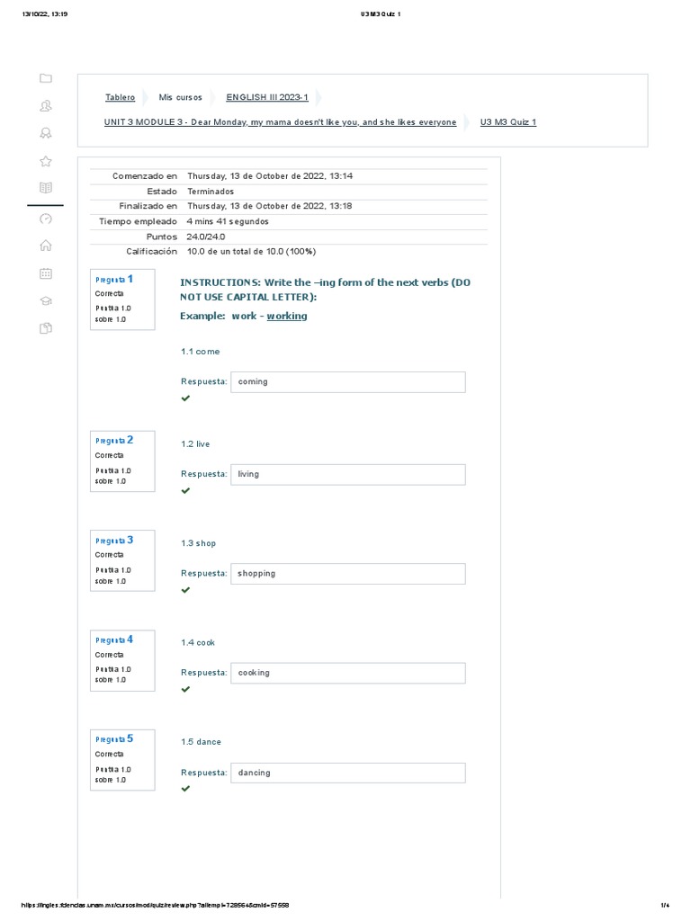 U3 M3 Quiz 1-1 | PDF