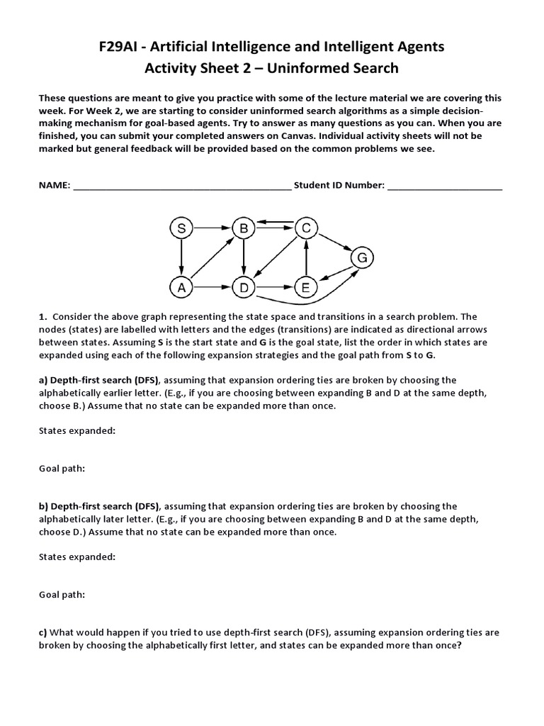 ActivitySheet2 RP Uninformed Search | PDF | Combinatorics | Applied ...