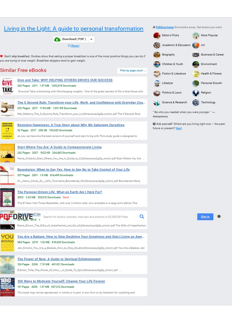 Living in The Light - A Guide To Personal Transformation by David ...