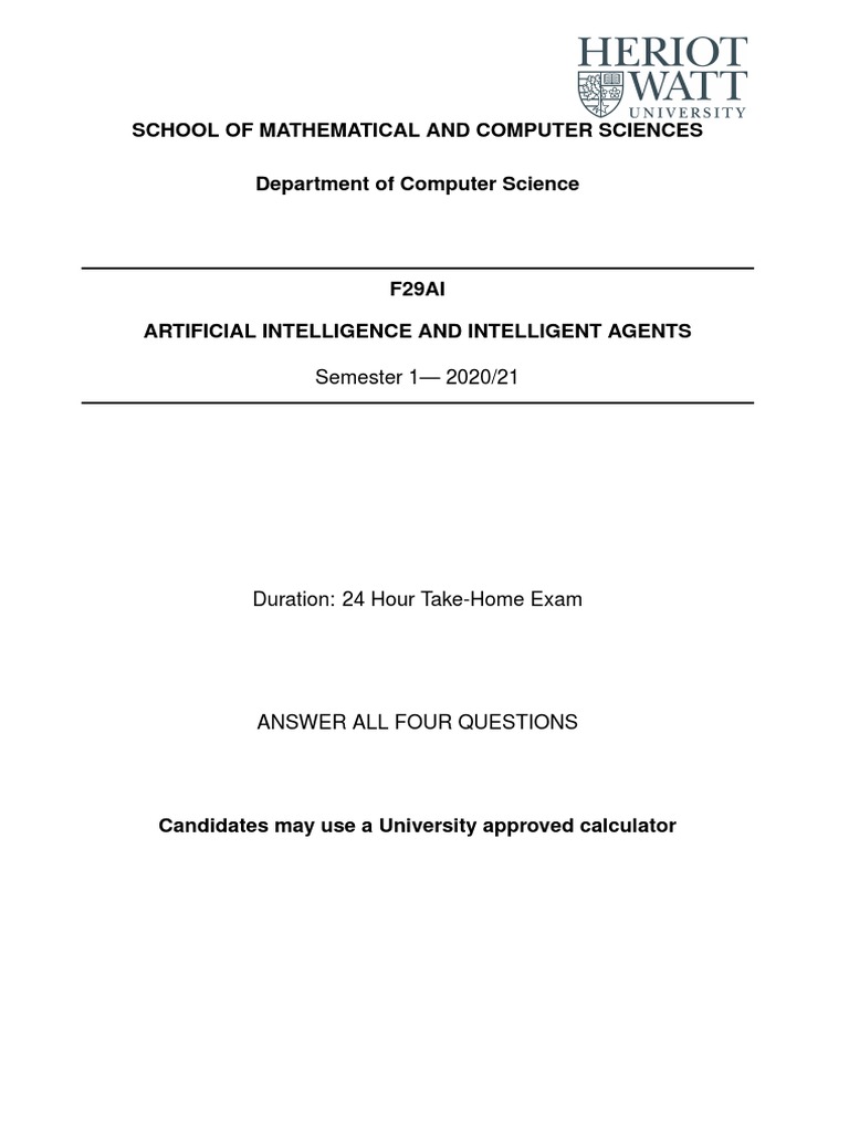F29AI Exam 2020 2021 | PDF