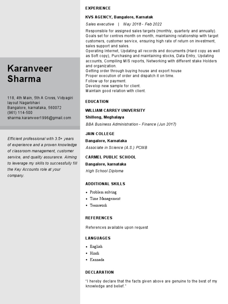 Karanveer Sharma Resume | PDF | Business | Economies