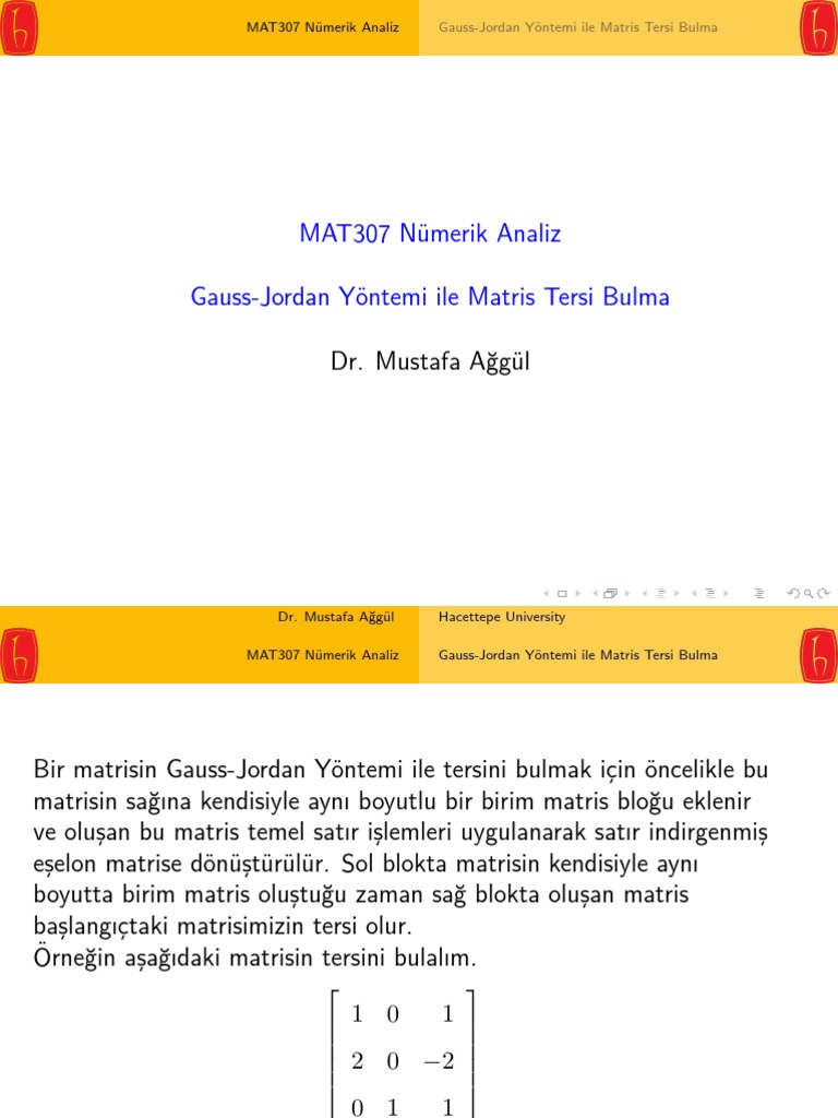 4a. Gauss Jordan Yöntemi Ile Matris Tersi Bulma | PDF