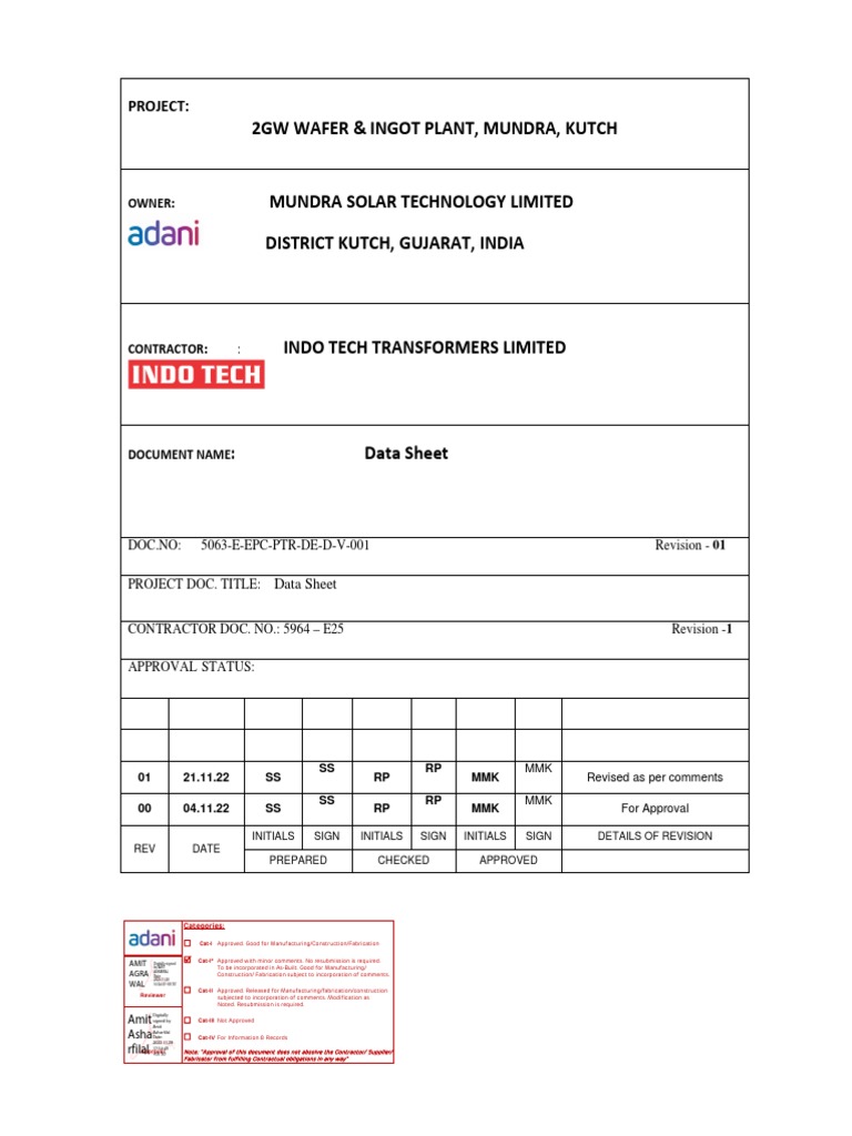 5063-E-EPC-PTR-DE-D-V-001 - Data Sheet Cat A2 | PDF | Transformer | Electronic Engineering