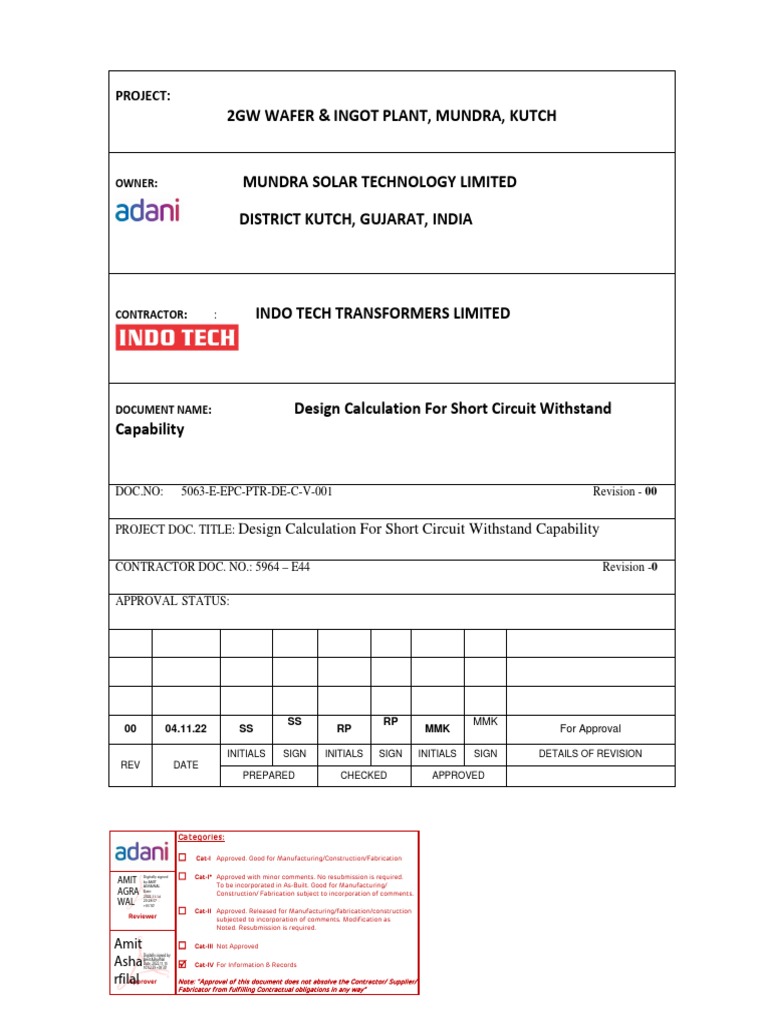 5063-E-EPC-PTR-DE-C-V-001 - Short Circuit Withstand Calculation Cat I ...