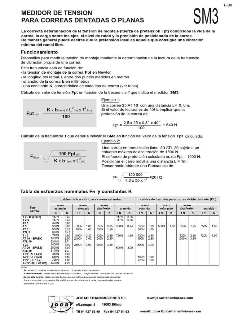 Medidor de Tensión para Correas SM3 | PDF