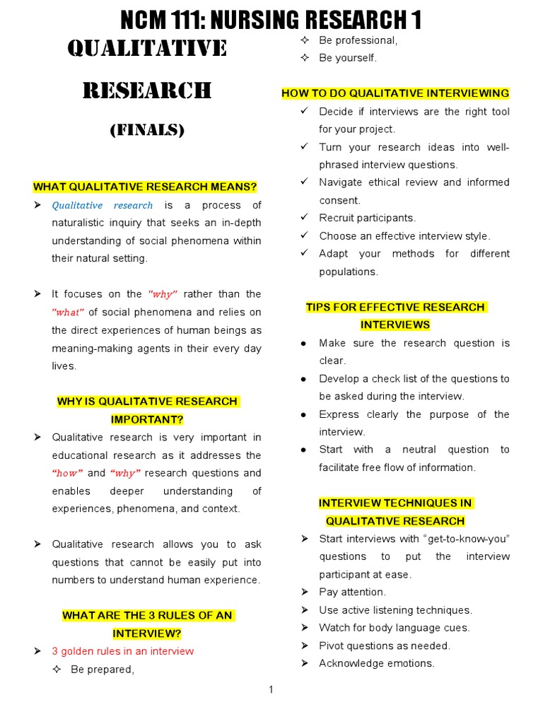 NCM 111 Nursing Research-Reviewer-Finals | PDF