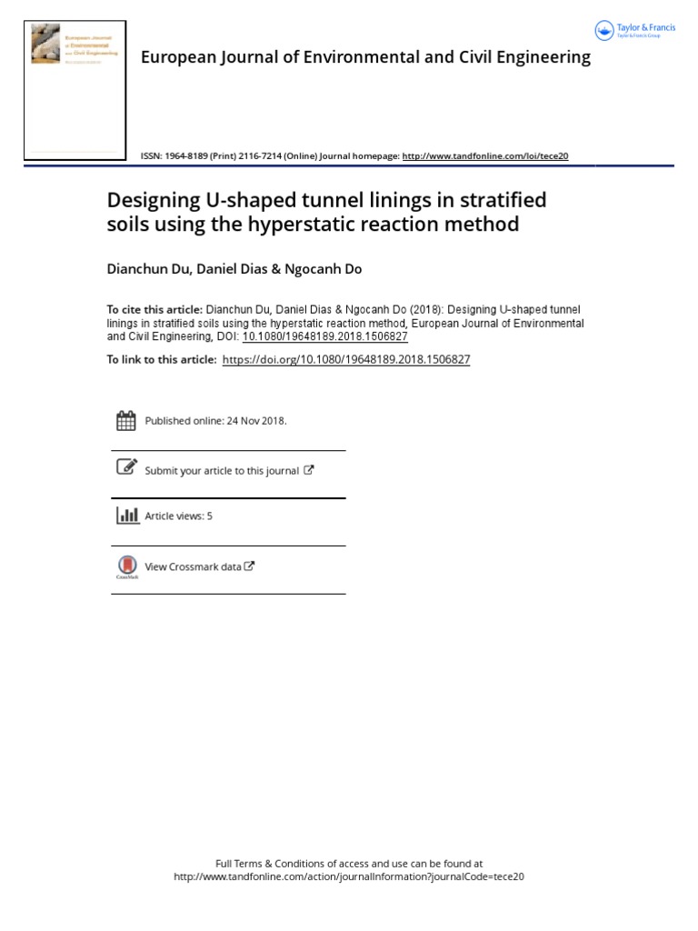 Designing U-Shaped Tunnel Linings in Stratified Soils Using The Hyperstatic Reaction Method ...