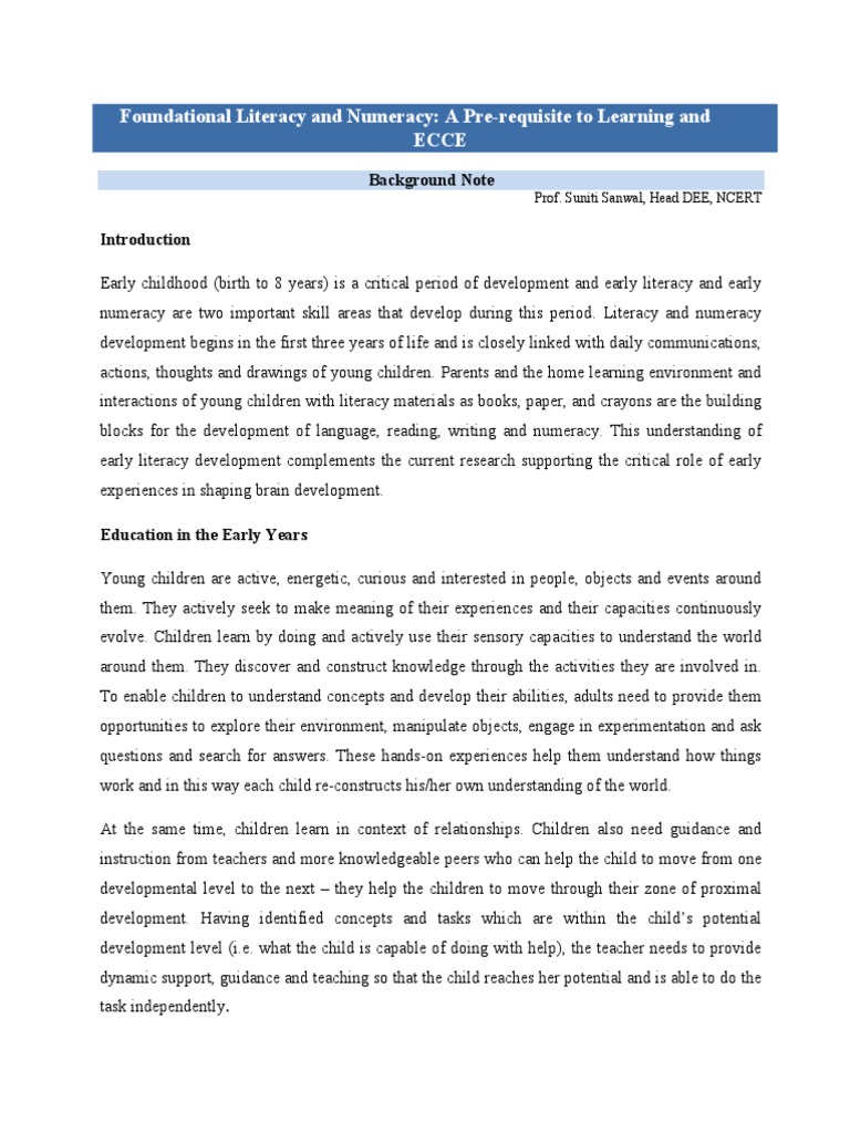 Early Literacy & Numeracy Focus | PDF