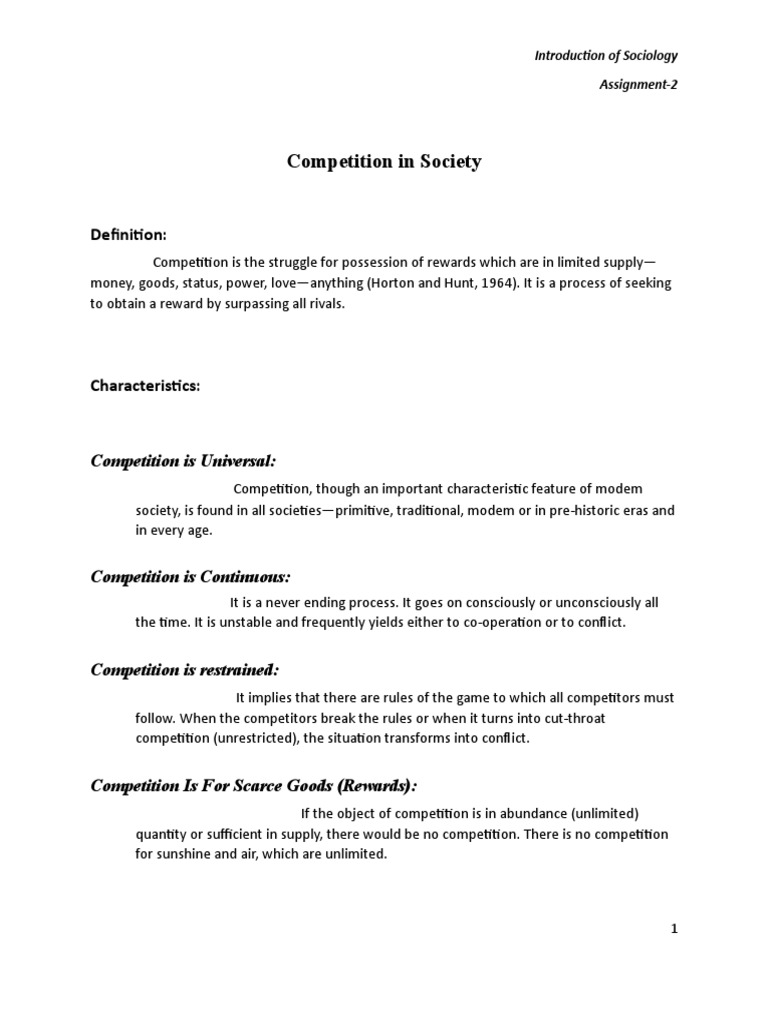 Competition in Society | PDF | Competition | Sociology