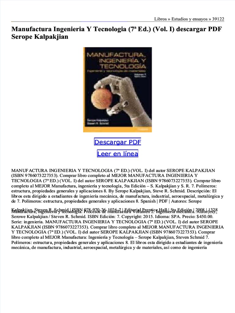 PDF Manufactura Ingenieria y Tecnologia 7 Ed Vol I - Compress | PDF