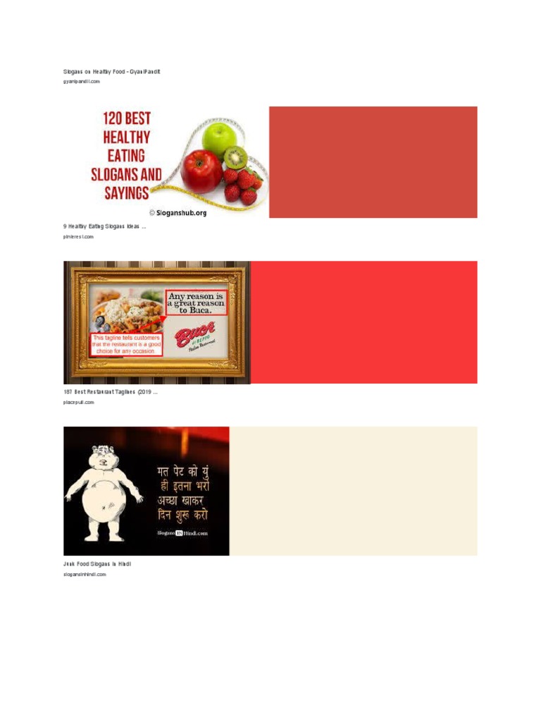 Slogans On Healthy Food | PDF | Healthy Diet | Diet (Nutrition)