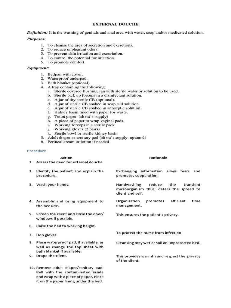 The Proper Procedure for Performing an External Douche | PDF | Water ...