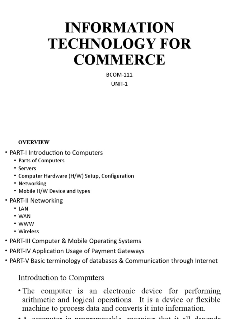 Information Technology For Commerce-1 | PDF | Computer Network | World Wide Web
