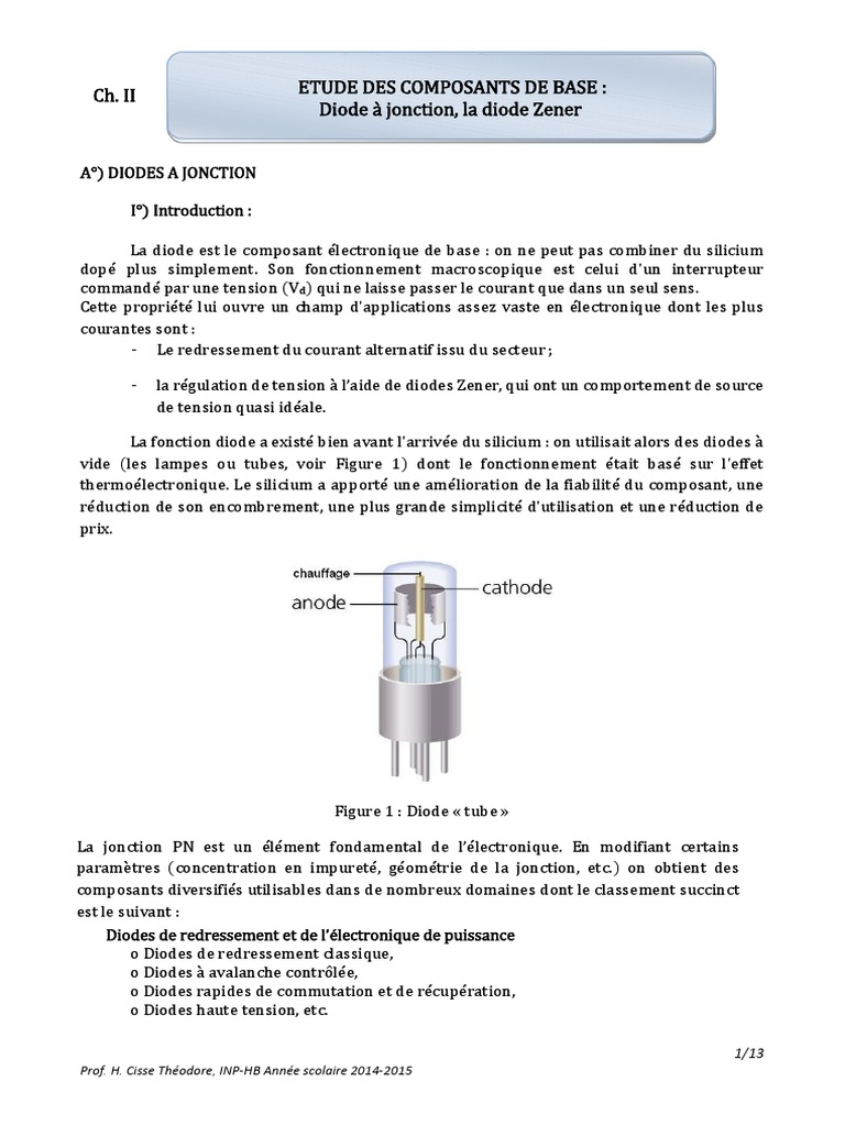 CH II-Diodes Jonction Et Zener-EnSIT | PDF