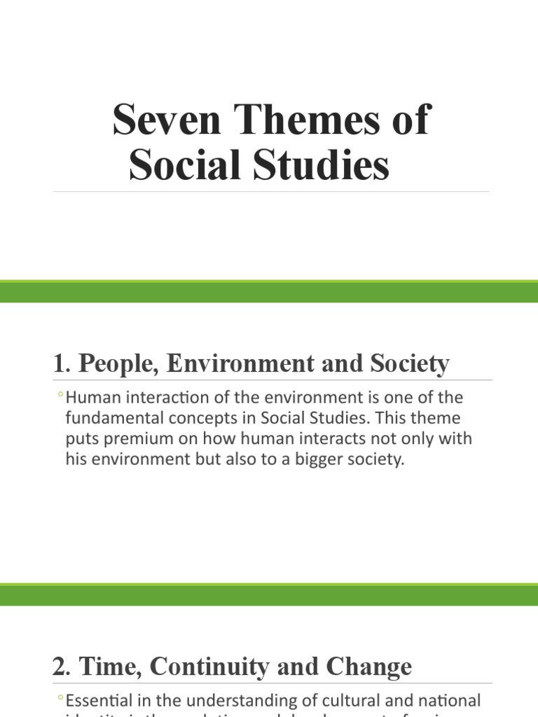 Seven Themes of Social Studies | PDF | Constructivism (Philosophy Of ...