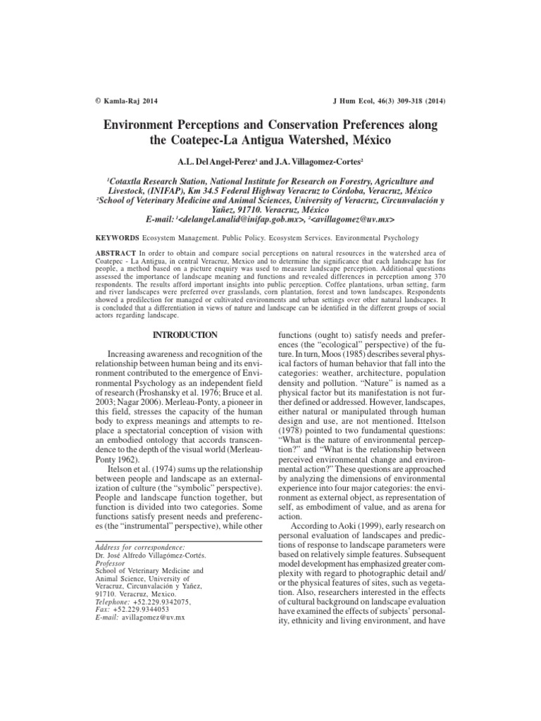 Environment Perceptions and Conservation Preferences | PDF | Landscape ...